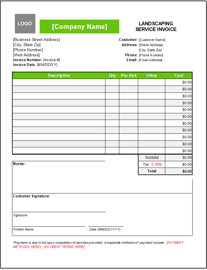 How To Make An Invoice For Landscaping Jobs with Free Template Joist